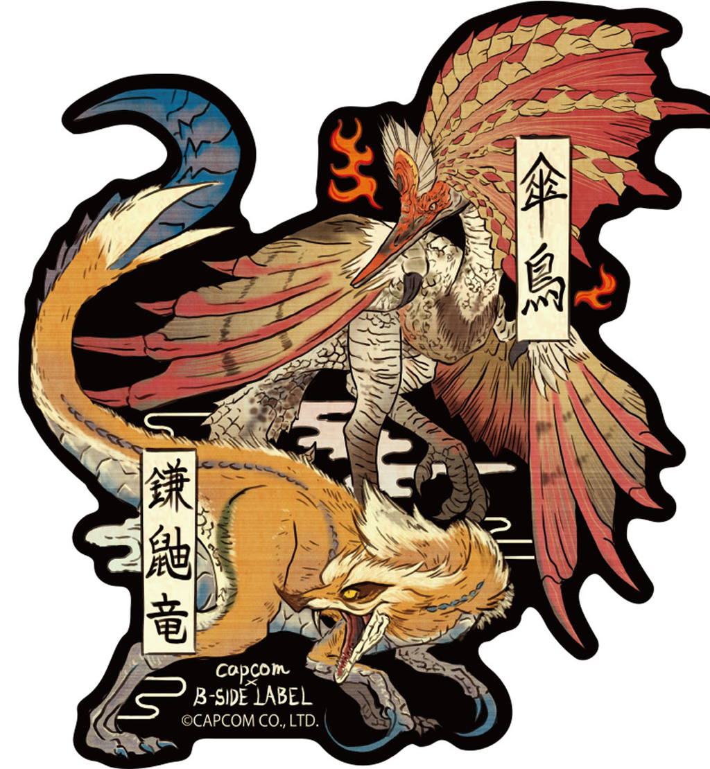 Capcom x B-Side Label Sticker Monster Hunter - Bird Wyverns Japanese Style