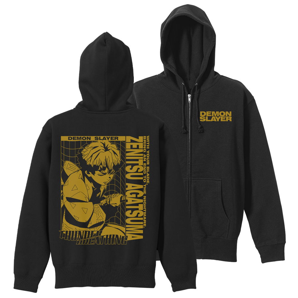 Demon Slayer: Kimetsu No Yaiba - Zenitsu Agatsuma Zip Hoodie Black (XL ...