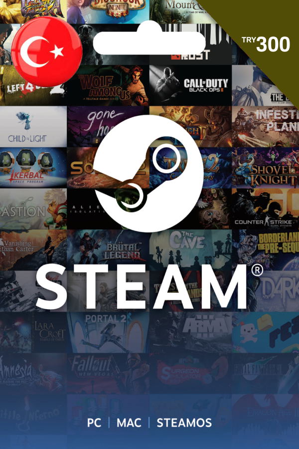 Steam Gift Card (TRY 300 | For Turkey Currency Only) STEAM digital for ...