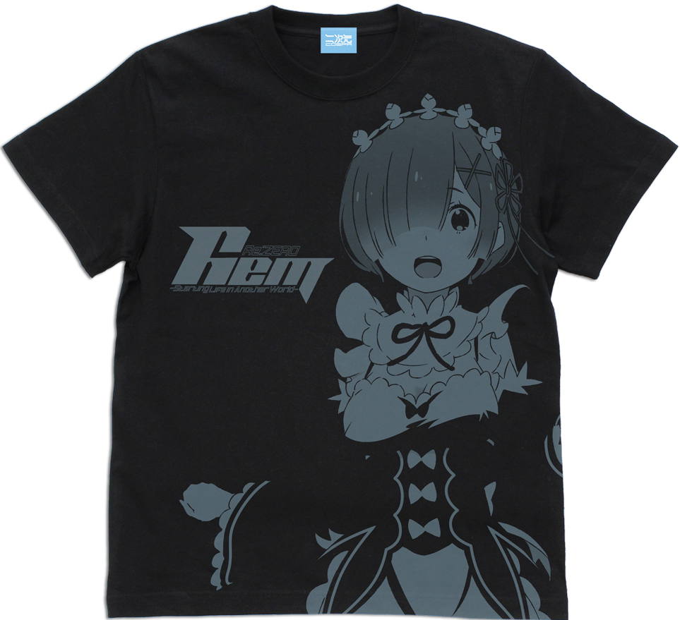 Re:Zero - Starting Life In Another World Rem All Print T-shirt Black (M ...