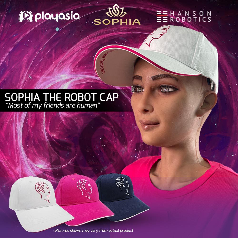Sophia The Robot Cap:"Most of my friends are human" (White)
