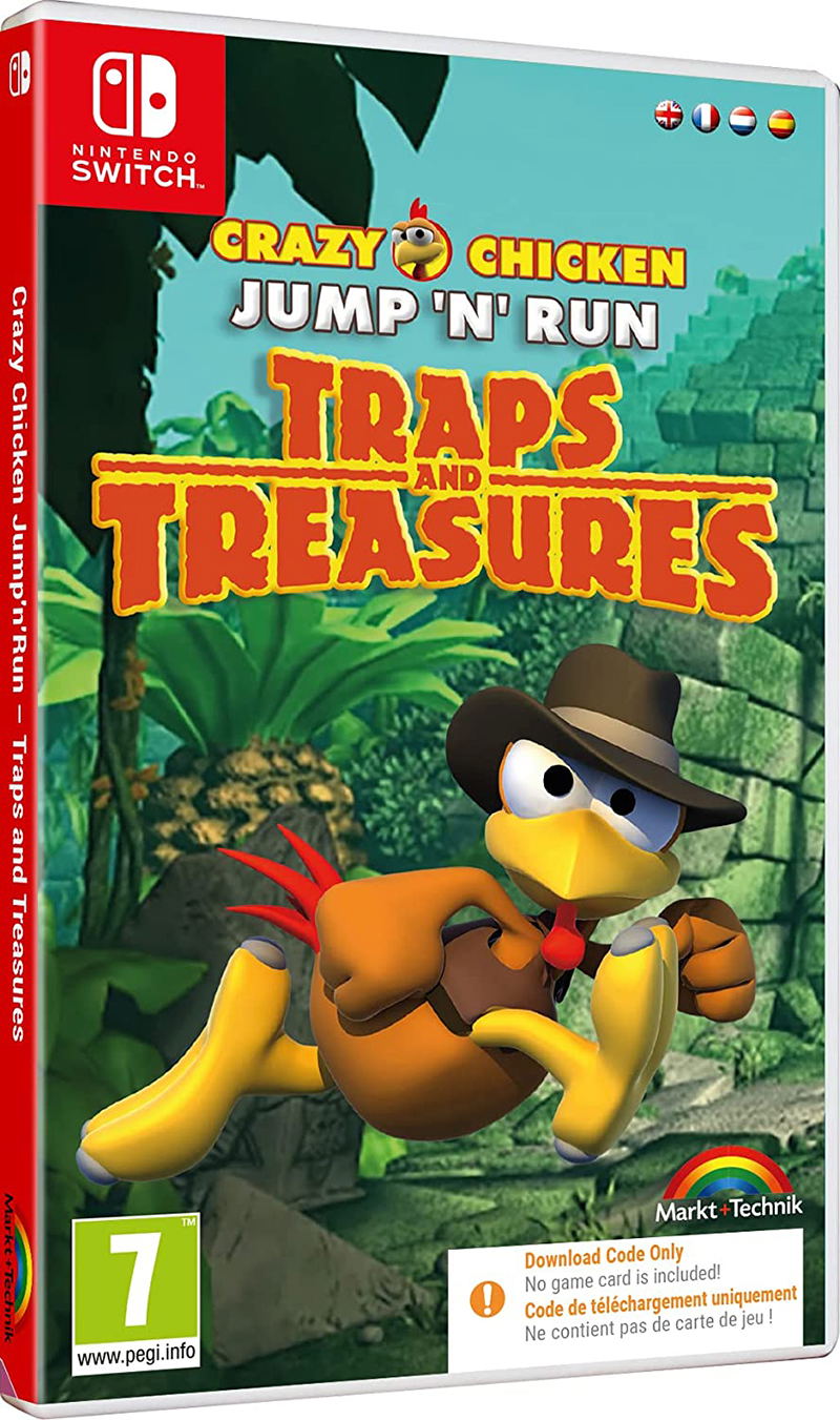 Crazy Chicken Jump 'n' Run Traps and Treasures (Code in a box) for Nintendo Switch