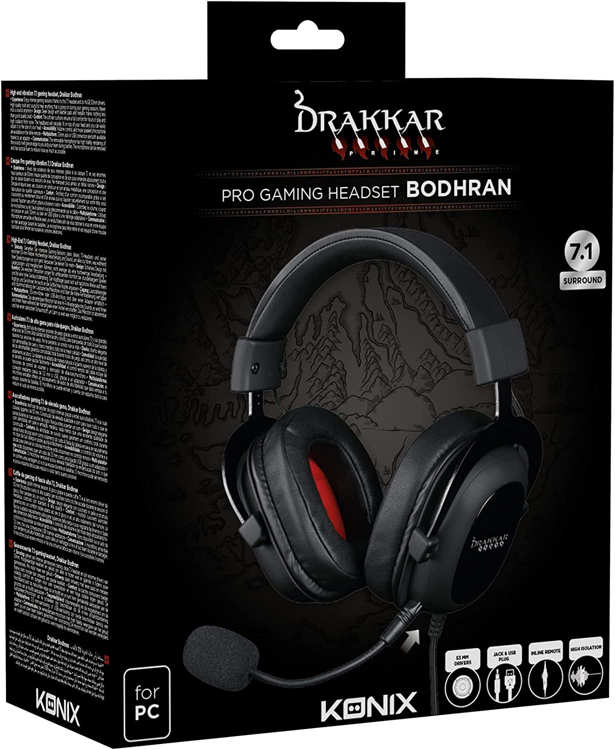Konix Drakkar Prime 7.1 Bodhran Headset (Black) for PC for Windows