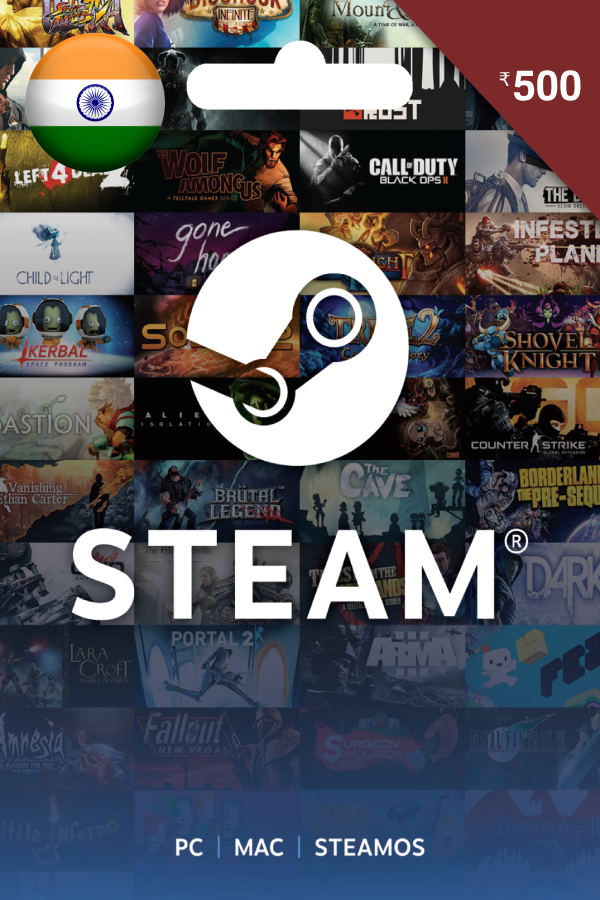 Steam Gift Card (INR 500 | For INR Currency Only) STEAM digital