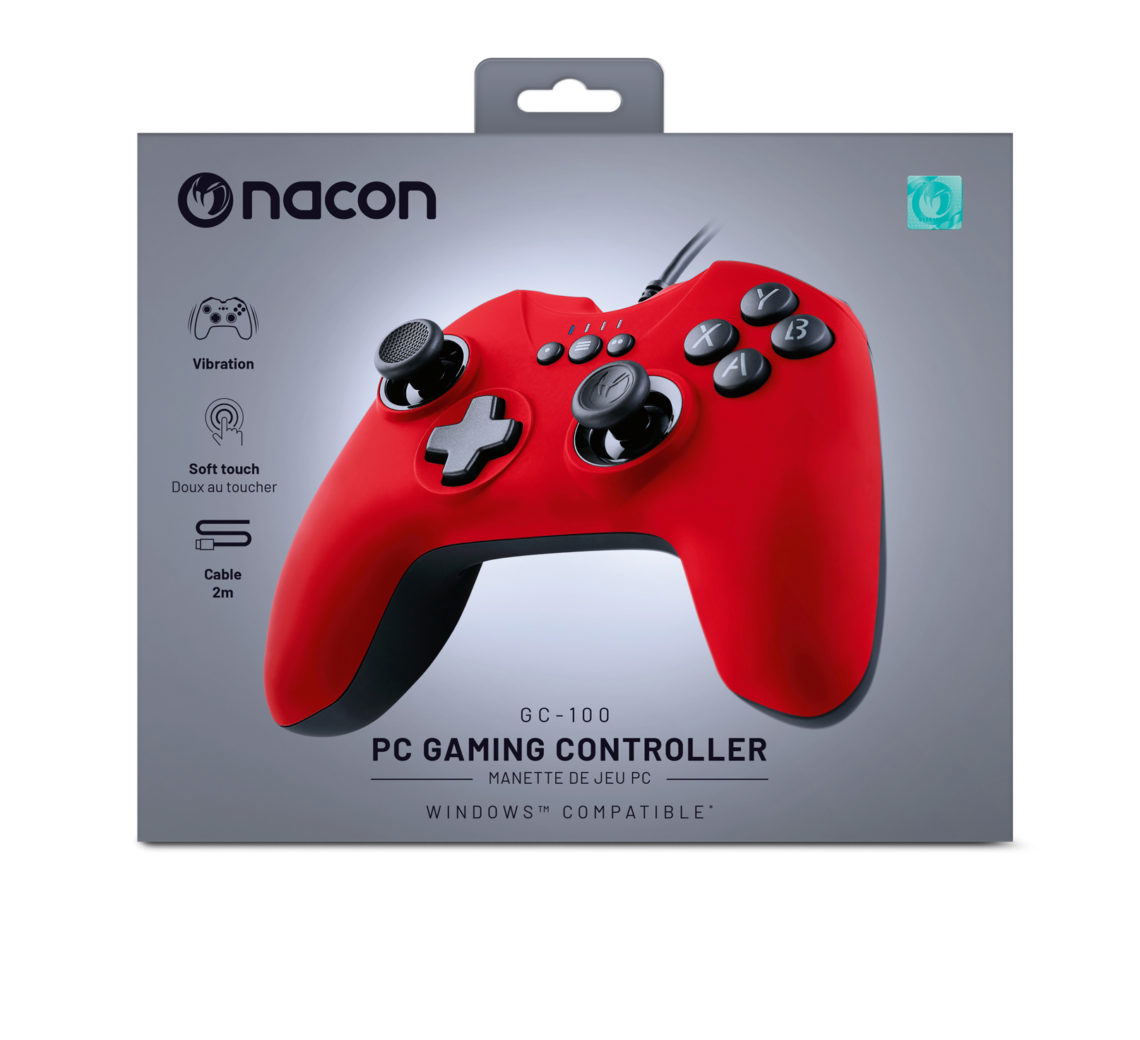 Nacon GC-100 PC Gaming Controller for Windows (Red) for Windows