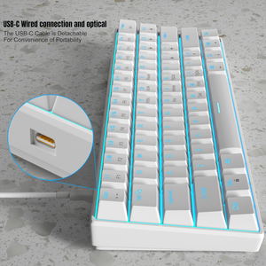 MageGee STAR61 Wired Mechanical Keyboard Blue Backlight (White) - Red ...