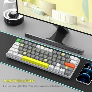 MageGee STAR61 Wired Mechanical Keyboard (White/Gray) - Brown Switch for PC