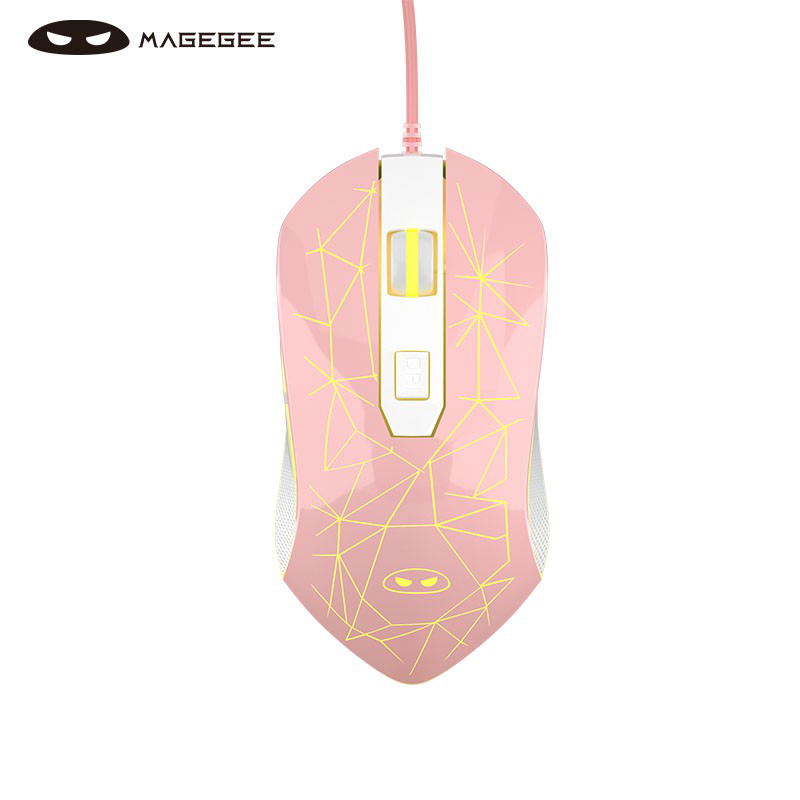MageGee G6 Wired Mouse (Pink) for Laptop, Desktop