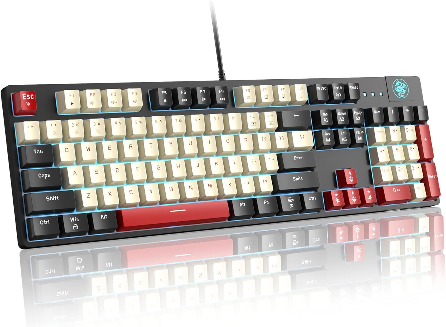 MageGee MK-ARMOR Wired Mechanical Keyboard (Carbon A) - Red Switch for PC