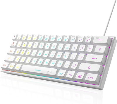 MageGee TS91 Wired Membrane Keyboard RGB Lighting (White) for Laptop ...