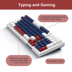 MageGee SKY98 Wired Mechanical Keyboard (White/Blue) - Blue Switch for ...