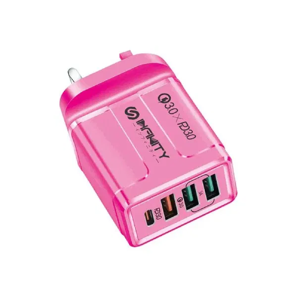 Infinity PC45S Fast Charging 4 Port Wall Charger IN-PC45S (Pink) for iPhone