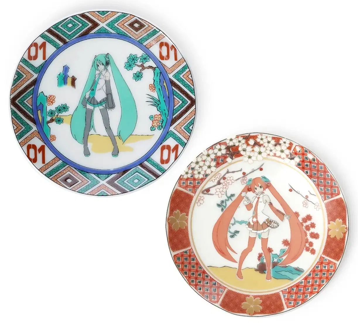 Hatsune Miku Hatsune Miku & Sakura Miku Kutani Ware Small Dish (Set of ...