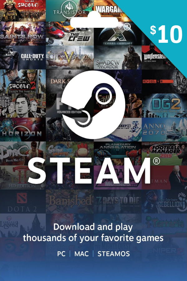 Steam Gift Card (USD 10 | Global) STEAM digital for Windows, Mac