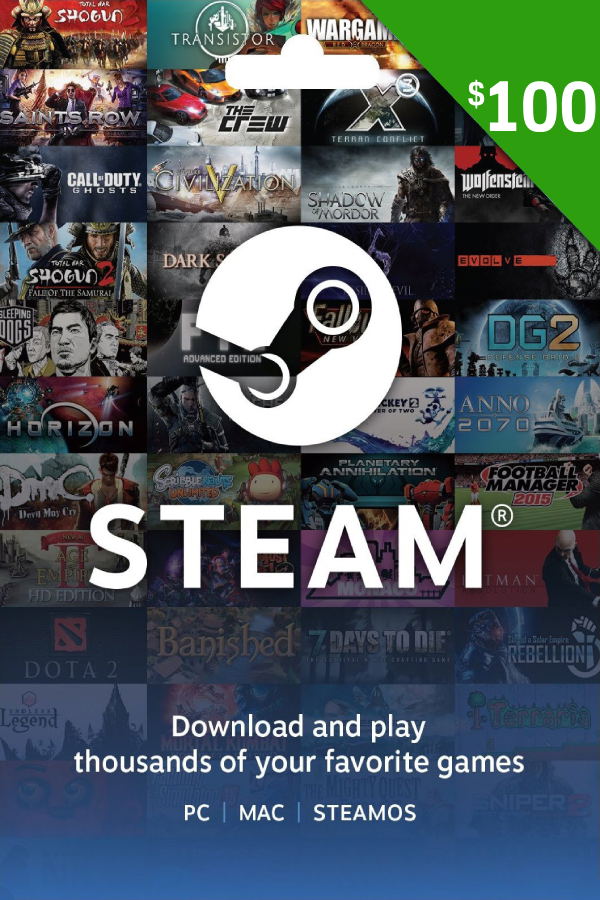 Steam Gift Card (USD 100 | Global) STEAM digital for Windows, Mac
