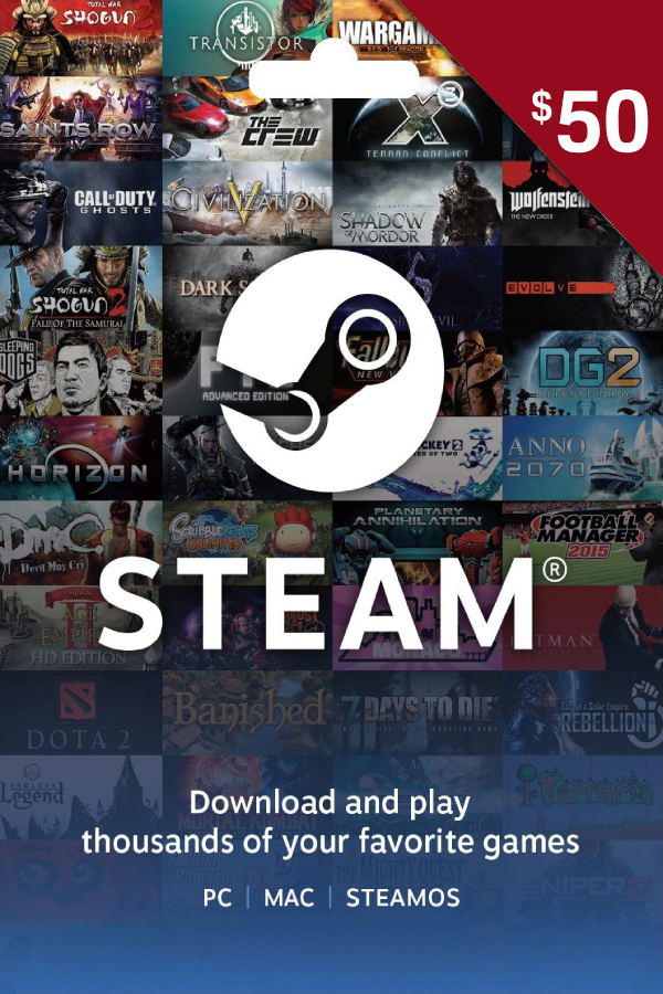 Steam Gift Card (USD 50 | Global) STEAM digital for Windows, Mac
