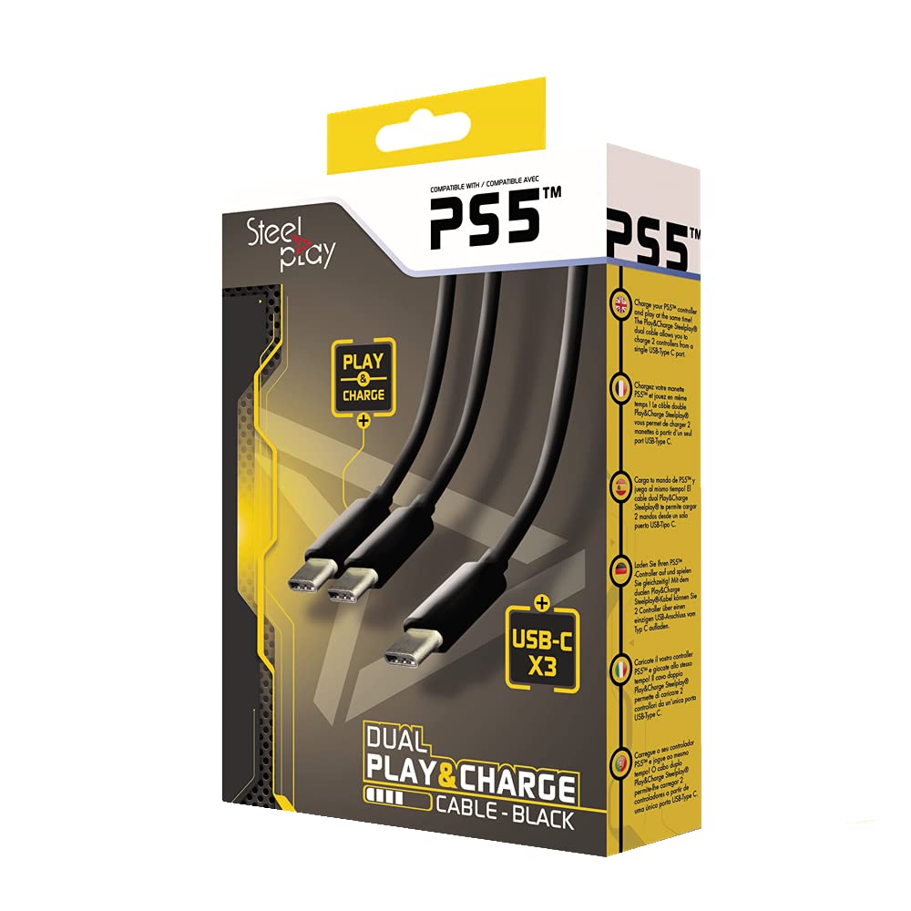 Steelplay Dual Play & Charge Cable for PlayStation 5 (Black) for ...