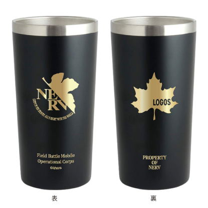 Rebuild Of Evangelion Eva & Logos Long Black Tumbler 450ml Gold