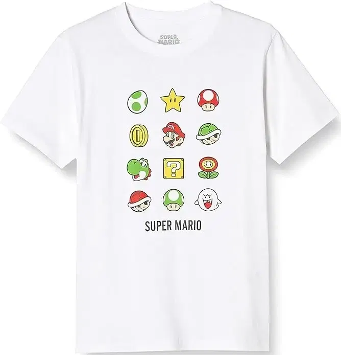 Super Mario - Mario Icon T-shirt (White | Size L)