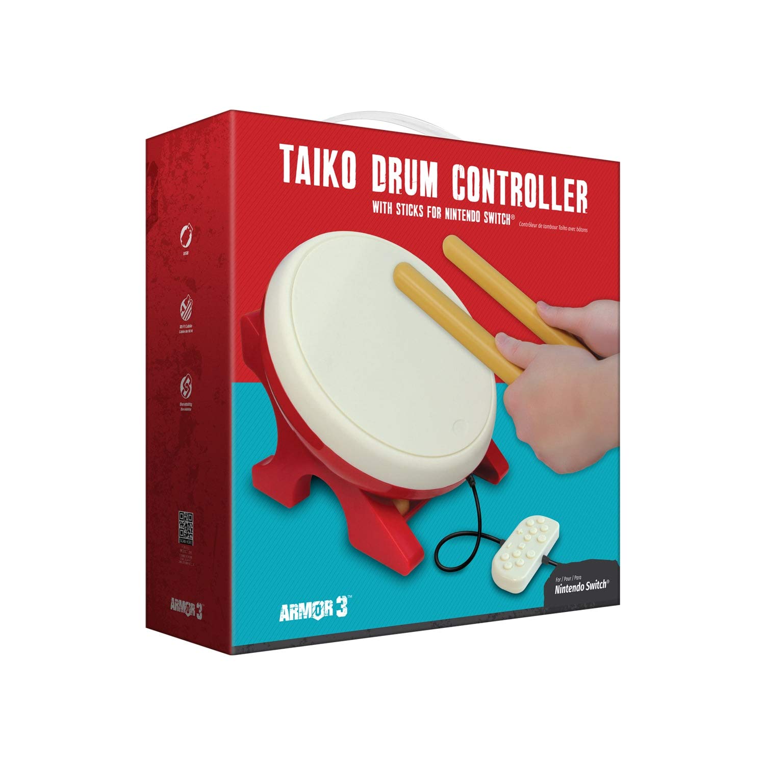 Armor3 Taiko Drum Controller with Sticks for Nintendo Switch for Nintendo Switch