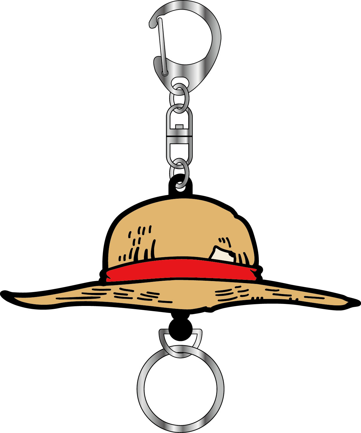 One Piece Hat Type Rubber Reel Key Chain Luffy