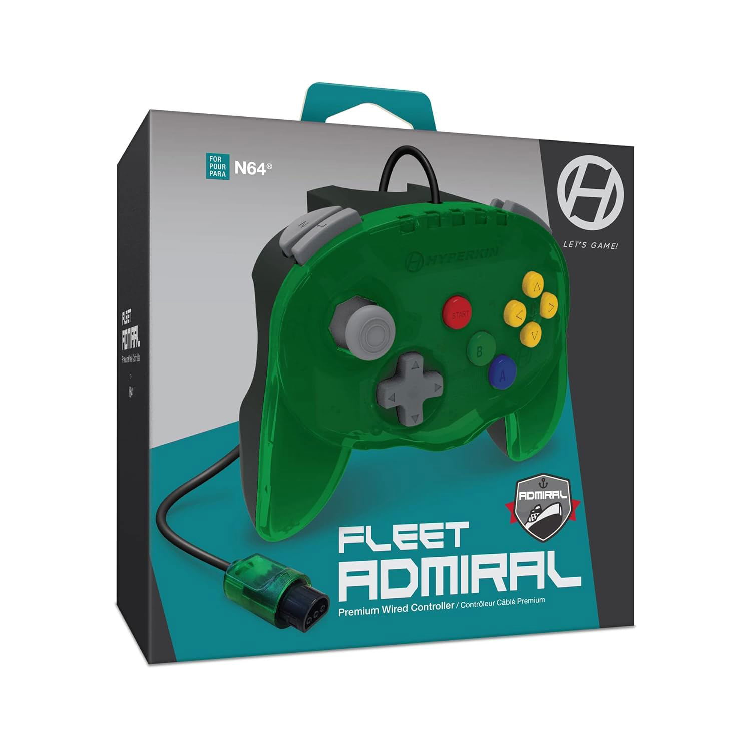 Hyperkin Fleet Admiral Premium Wired Controller (Jade Fleet) for Nintendo64