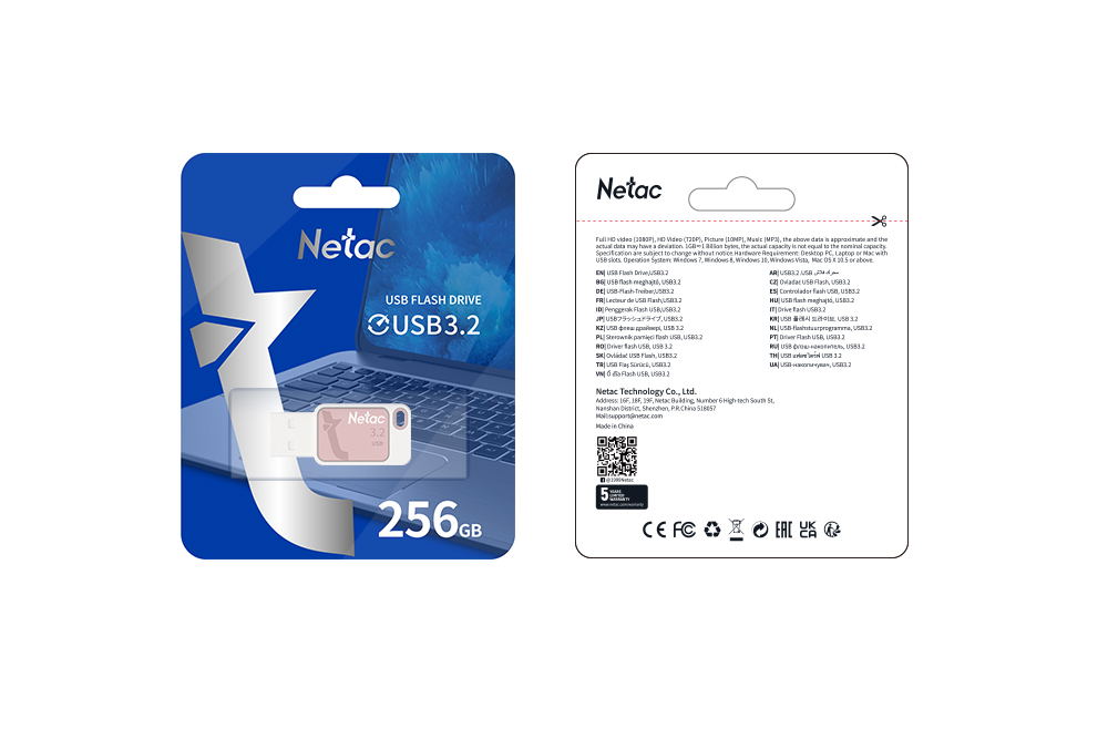 Netac UA31 USB 3.2 Flash Drive, 256GB for Laptop, Desktop, MacBook