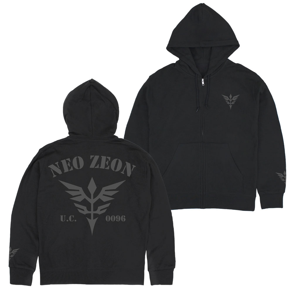 Mobile Suit Gundam Unicorn - Neo Zeon U.C.0096 Zip Hoodie (Black | Size XL)