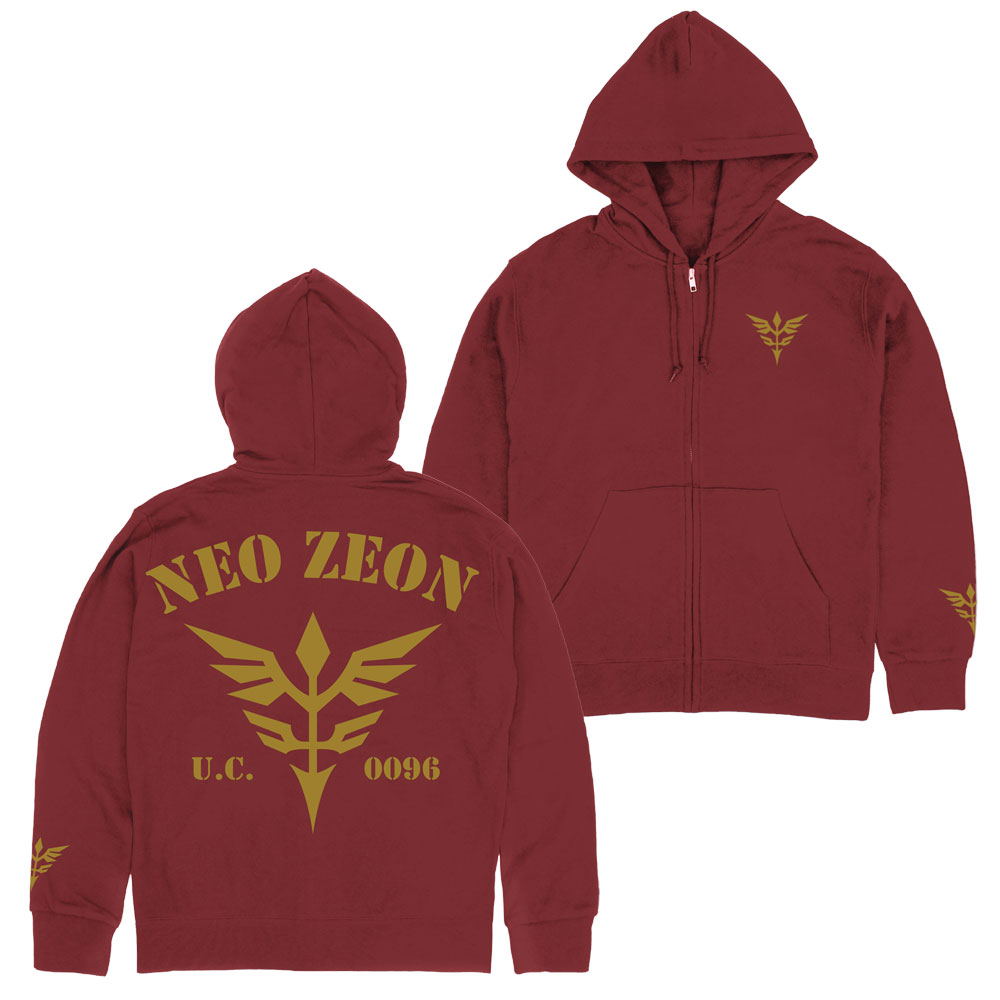 Mobile Suit Gundam Unicorn - Neo Zeon U.C.0096 Zip Hoodie (Burgundy ...