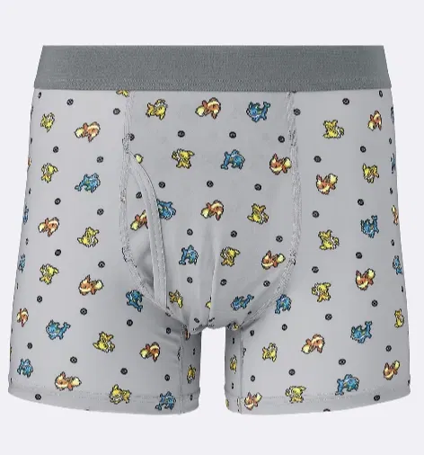 GU Pokemon - Pixel Art Style-Dry Boxer Briefs (Gray | Size L)