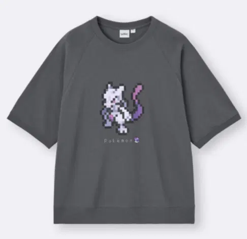 GU Pokemon - Mewtwo Pixel Art T-Shirt (Dark Gray | Size M)