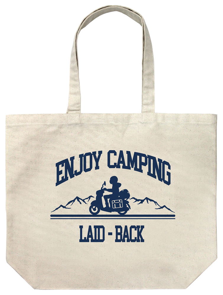 Yuru Camp Season 3 - Silhouette Bike Shima Rin Large Tote Bag (Natural)