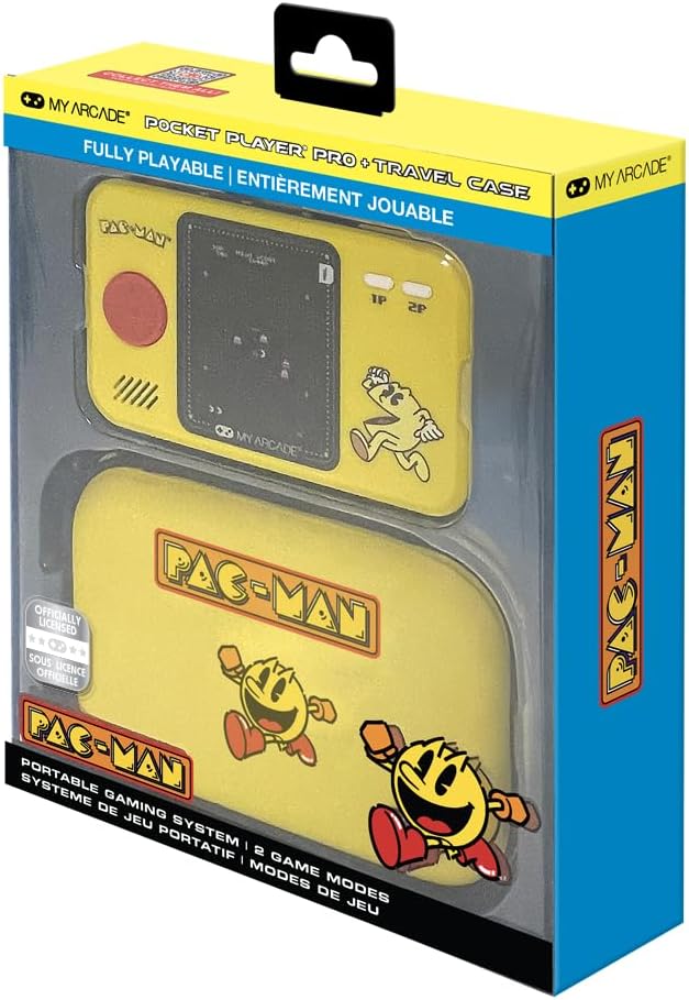 Pac-Man Pocket Player Pro Portable Handheld Gaming System + Travel Case