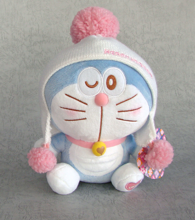 Taito Series Doraemon Knit Cap Plush Doll: Doraemon Love Version