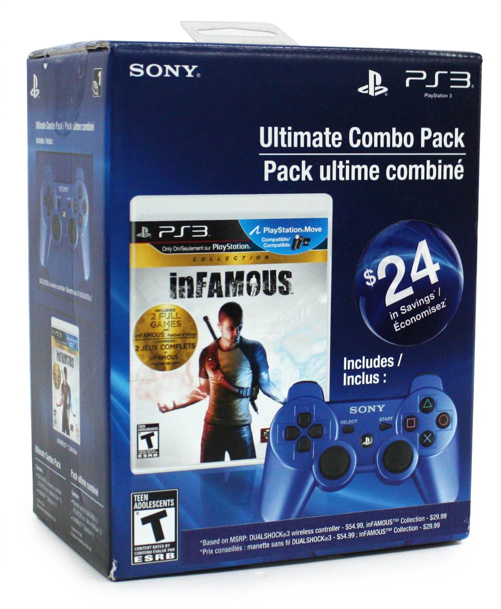 Ultimate Combo Pack: inFamous Collection + Metallic Blue DualShock 3 ...