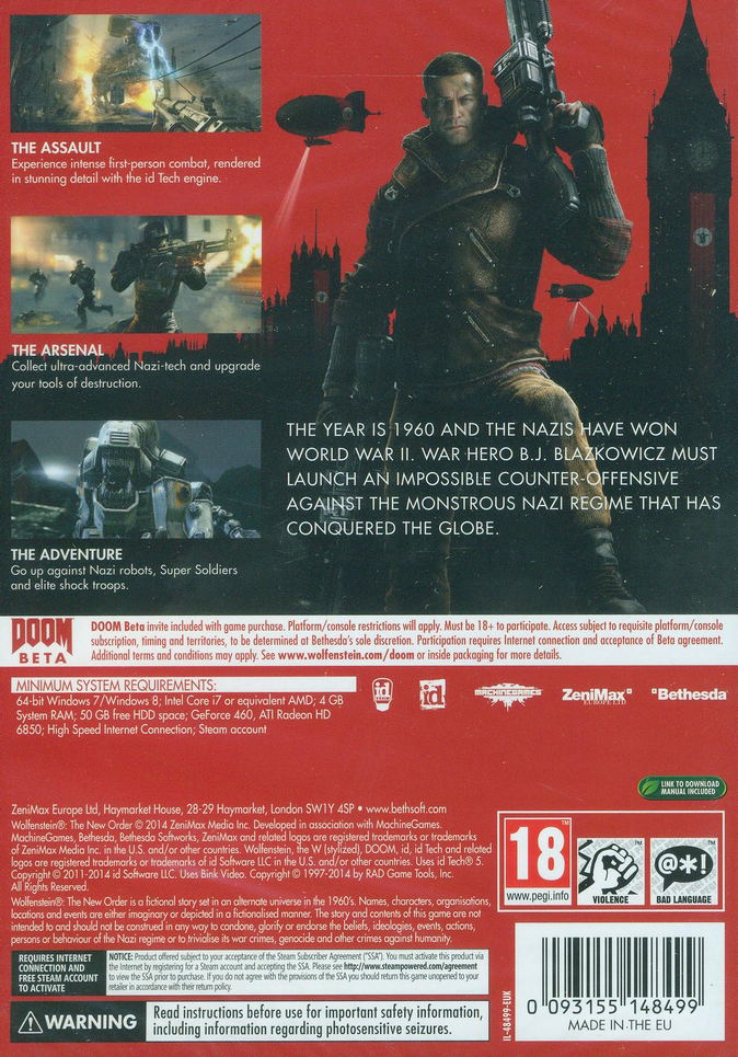 Wolfenstein: The New Order (DVD-ROM) ل Windows