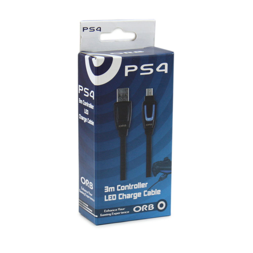 ORB 3 Meter Controller LED Charge Cable for PlayStation 4