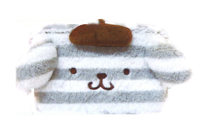 Pom Pom Purin Face Square Pouch: Boader Purin Series Gray
