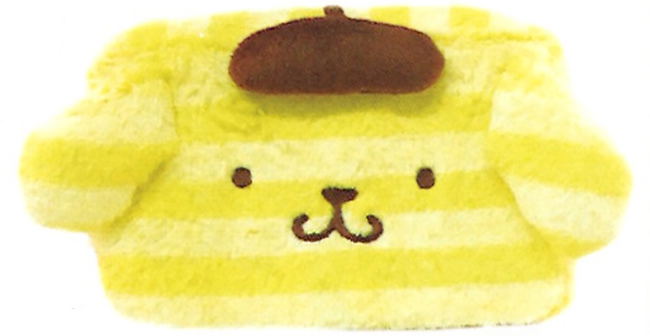 Pom Pom Purin Face Square Pouch: Boader Purin Series Yellow
