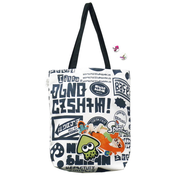 Splatoon Ikasu Tote Bag with Can Badge (Graffiti)