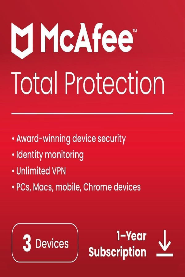McAfee Total Protection (1 Year / 3 Devices) digital for PC, Mac, Android, iOS