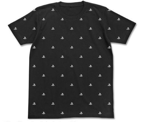 PlayStation Logo Full Pattern T-shirt Black (L Size) [Re-run]