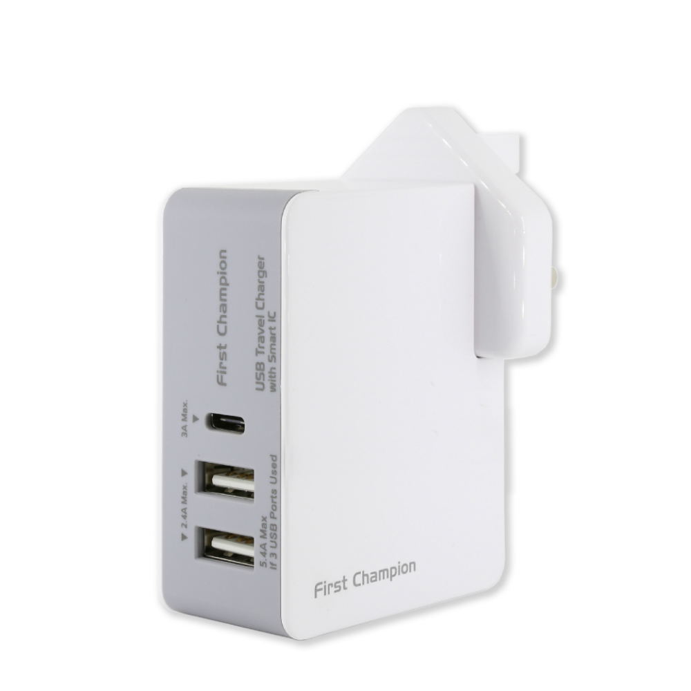 First Champion Universal Travel Charger with Smart IC, Type C Port (5.4A)