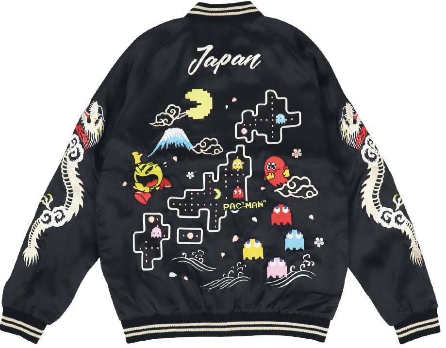 Pac-Man - Map Of Japan Reversible Sukajan Black (M Size)