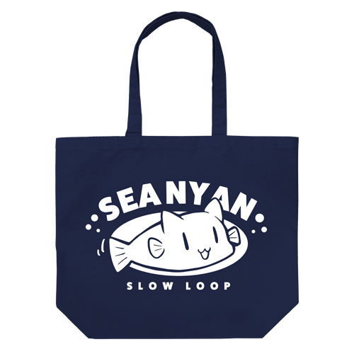 Slow Loop - Sea Nyan Large Tote Bag Navy
