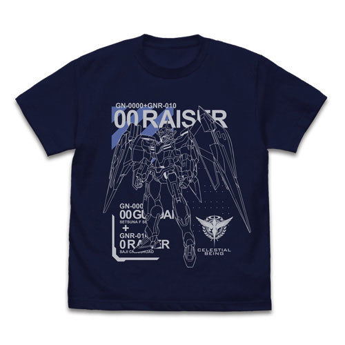 Mobile Suit Gundam 00 Double 0 Raiser T-shirt Navy (L Size)