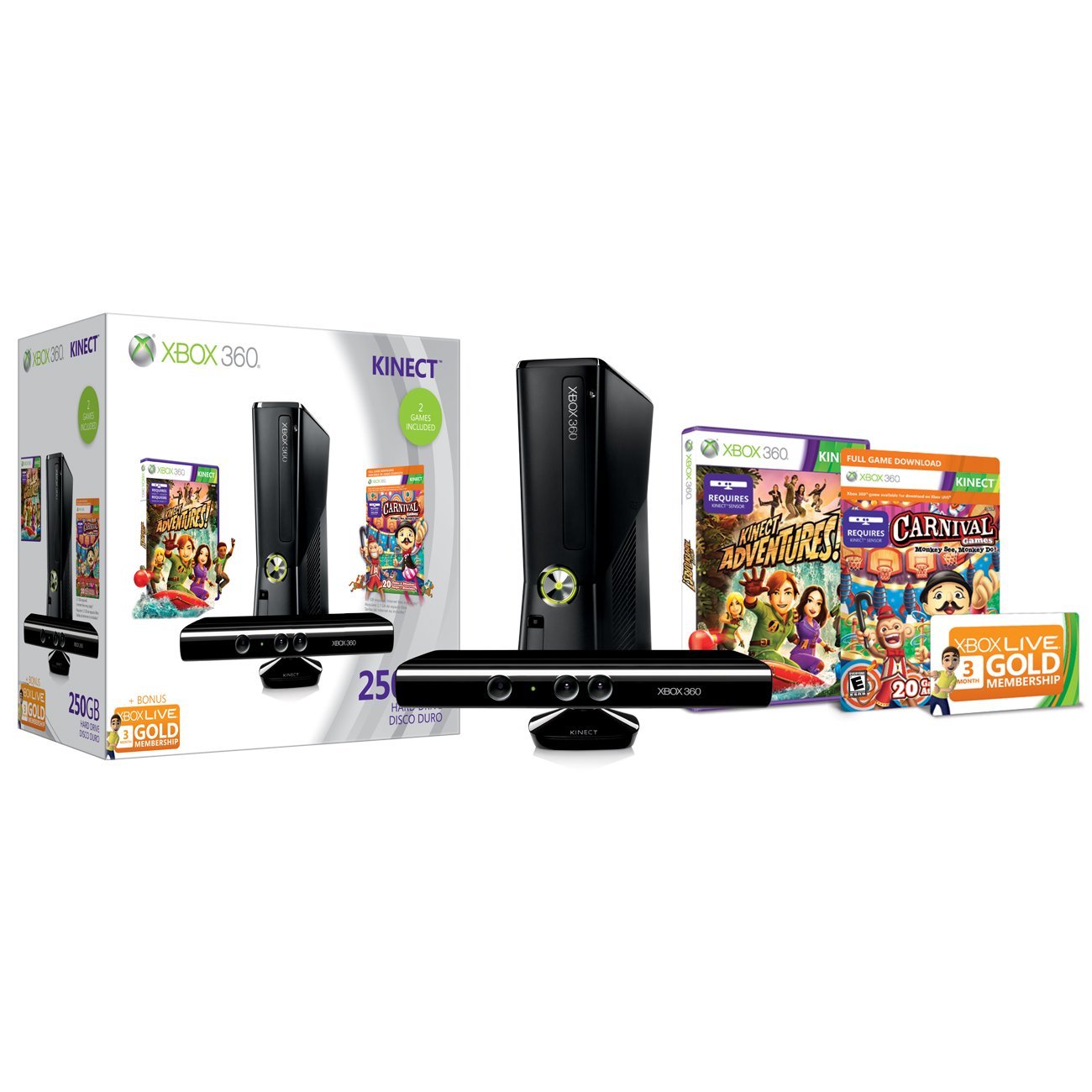 Xbox 360 Elite Slim Console (250GB) Kinect Bundle incl. Kinect ...